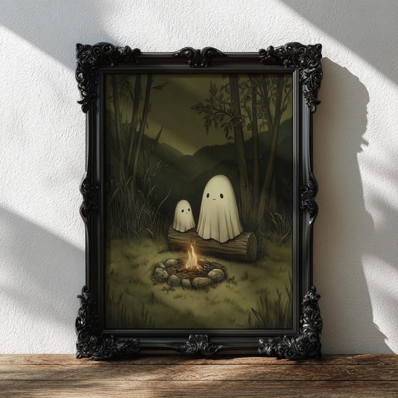 BlackParlourPress | Art | Ghost Camping Art Print Camp Fire Nature Wall ...